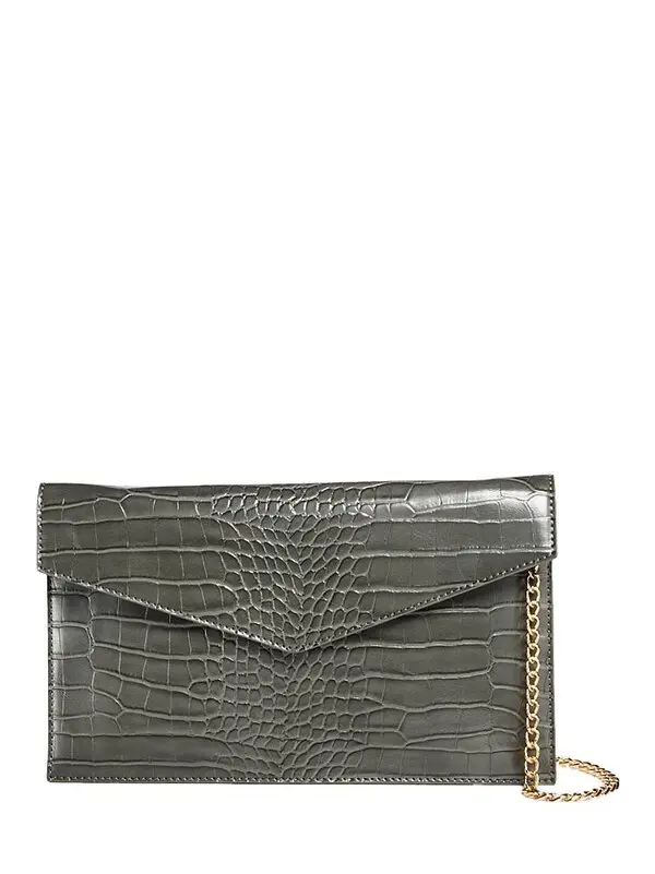 Aqua Envelope Clutch With Chain Strap - Grey