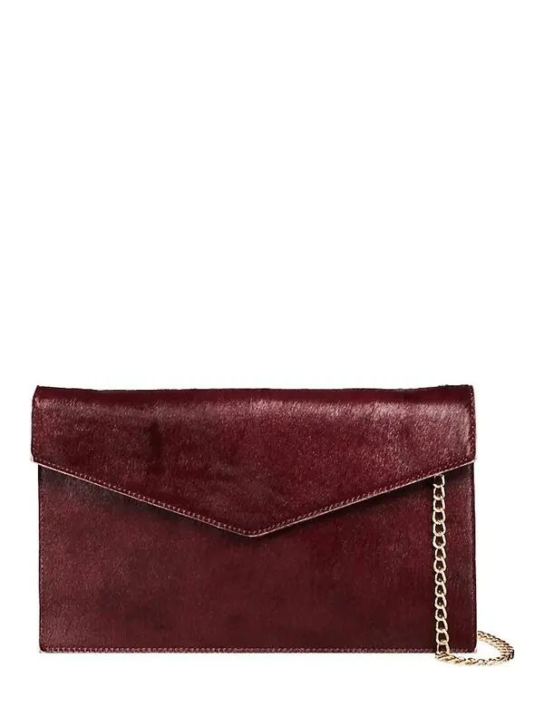 Aqua Envelope Clutch With Chain Strap - Wine