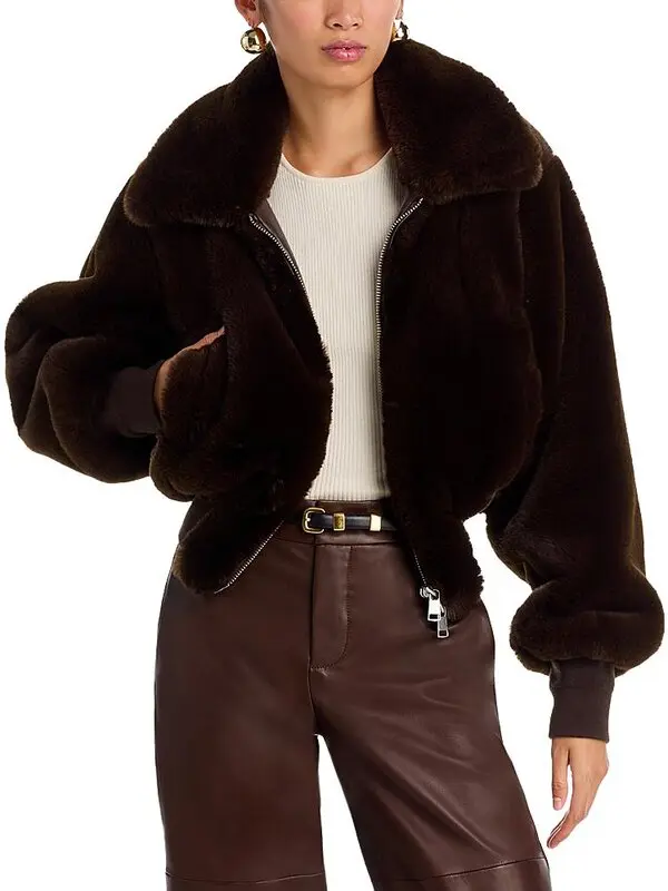 Ronny Kobo Clemence Faux Fur Jacket - Brown