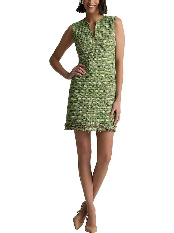 St. John Soft Lurex Stripe Tweed Dress - Jade/light Jade Multi