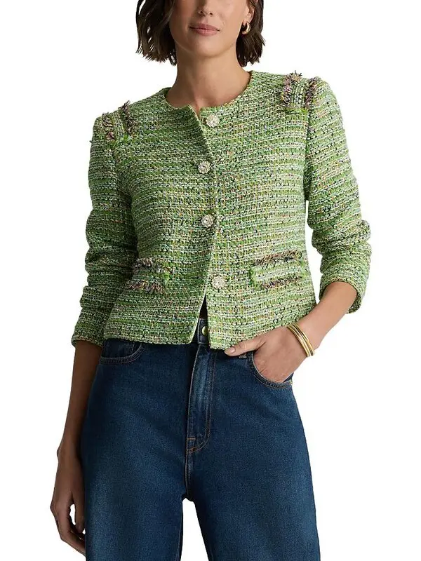 St. John Stripe Tweed Jacket - Jade/light Jade Multi