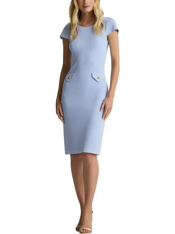 St. John Flatback Rib Knit Dress - Blue Lagoon