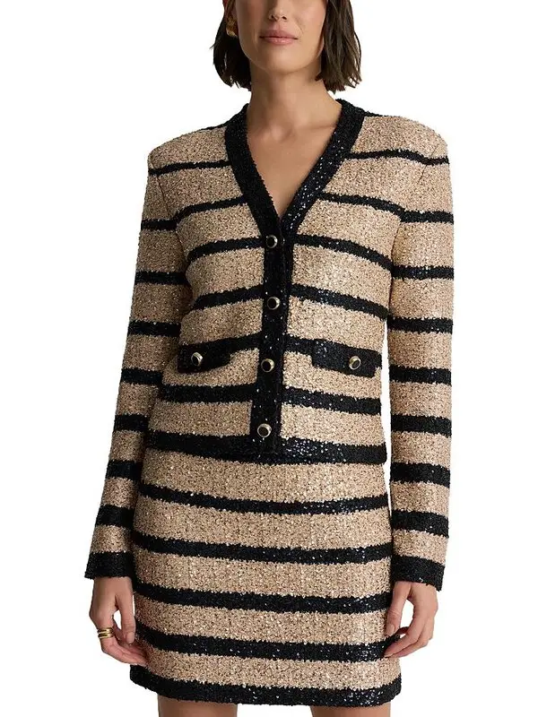 St. John Breton Stripe Jacket - Ecru/black Multi