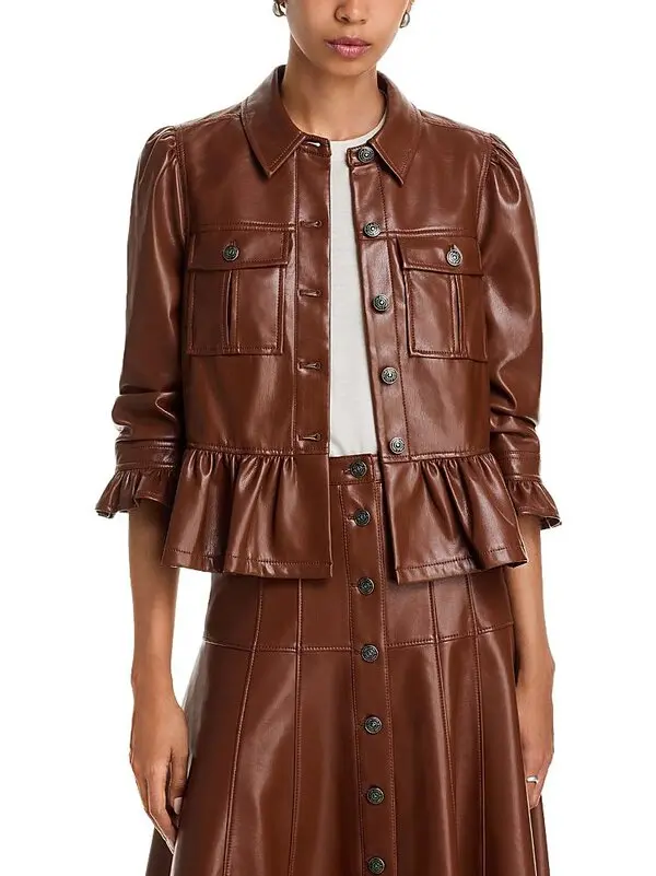 Cinq À Sept Lite Faux Leather Delanie Jacket - Dark Sepia