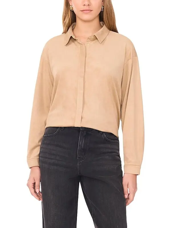 1.State Faux Suede Shirt - Antique Bronze