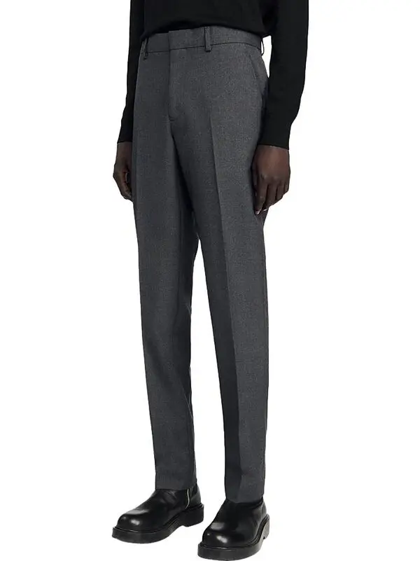 Sandro Classic Fit Wool Suit Trousers - Heather Charcoal