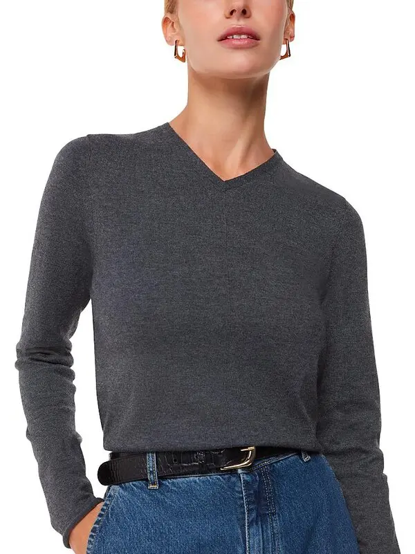 Whistles Mila V-neck Sweater - Dark Grey