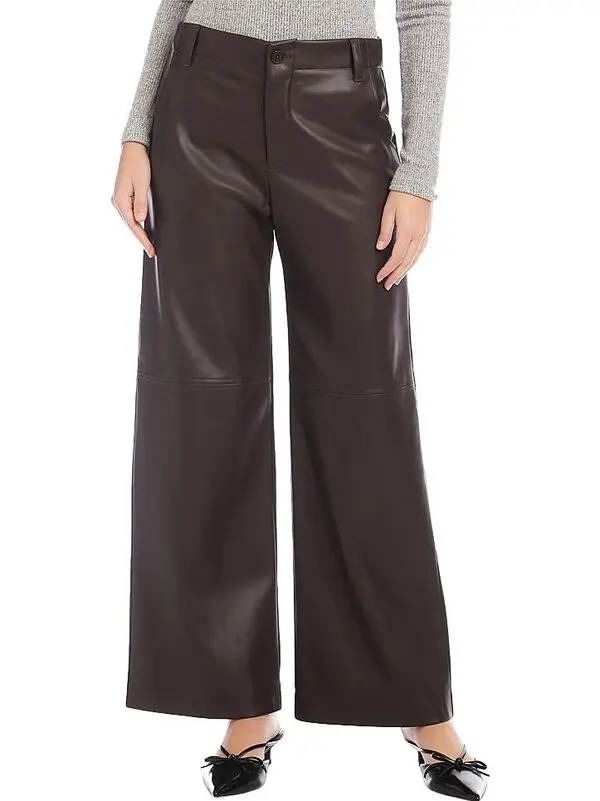 Fifteen Twenty Faux Leather Lara Pants - Brown