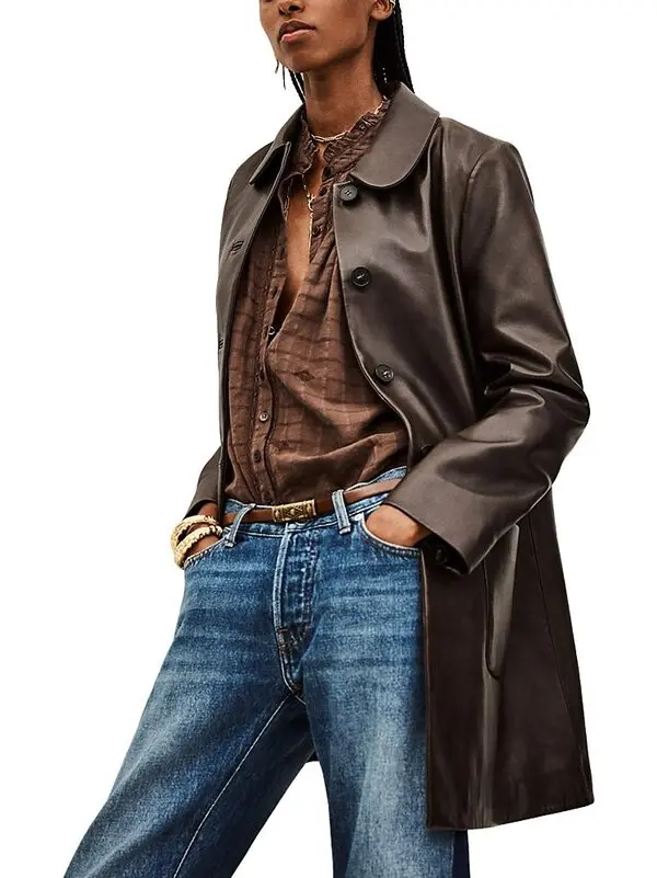 Ba&sh Madie Leather Coat - Brown