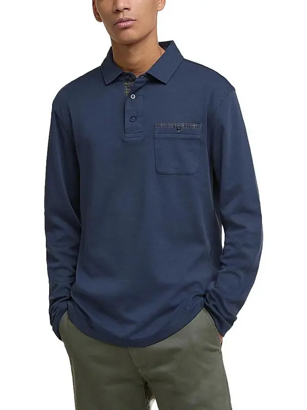 Barbour Long Sleeve Cornpatch Polo Shirt - Navy