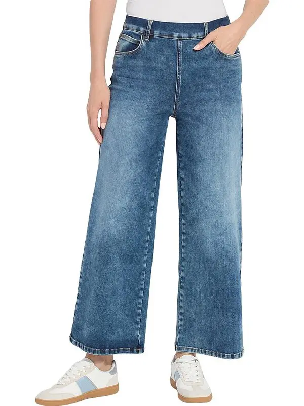 Lyssé Sylvie Pull On Wide Leg Jeans - High-low Mid Wash