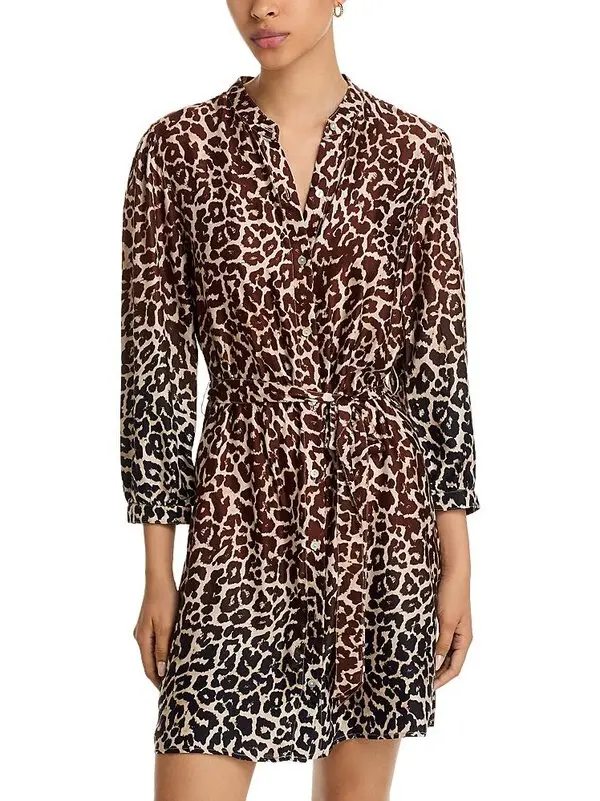 Bella Dahl Belted Shirt Dress - Ombre Leopard Print