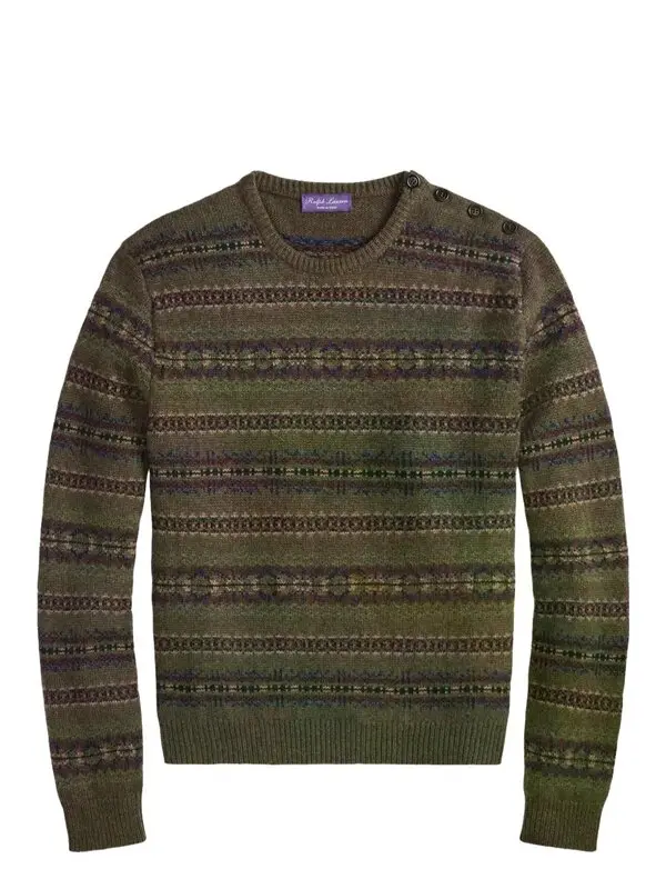 Ralph Lauren Purple Label Fairisle Button-detail Pullover - Green