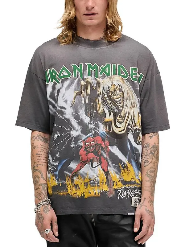 REPRESENT Iron Maiden X Number Of The Beast Graphic Tee - Gray