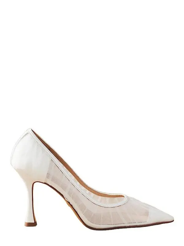 Lola Cruz Pleated Tulle Pumps - White