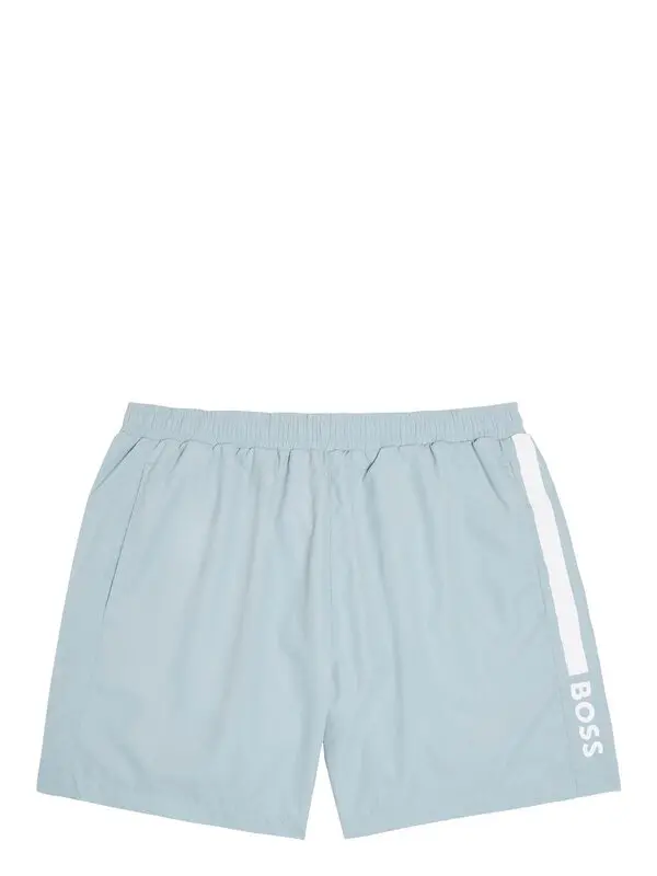 BOSS Logo-print Swim Short - Light Blue