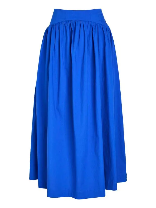 SISTER JANE Diary Gathered Lyocell-blend Midi Skirt - Blue
