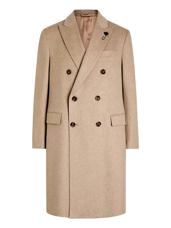 LARDINI Double-breasted Wool Coat - Beige