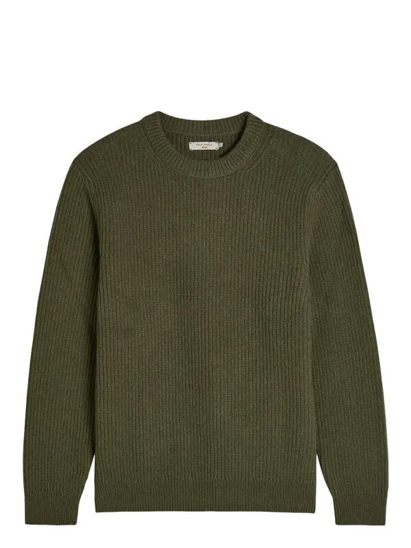 Nudie Jeans Ribbed-knit Wool Sweatshirt - Khaki