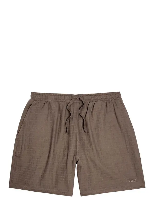 Hugo Boss Logo-embroidered Cotton Shorts - Khaki