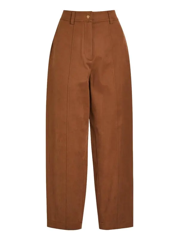 Moncler Barrel-leg Stretch-cotton Trousers - Brown