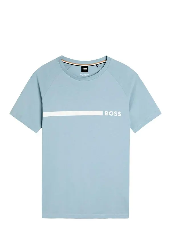 BOSS Logo-print Cotton T-shirt - Light Blue