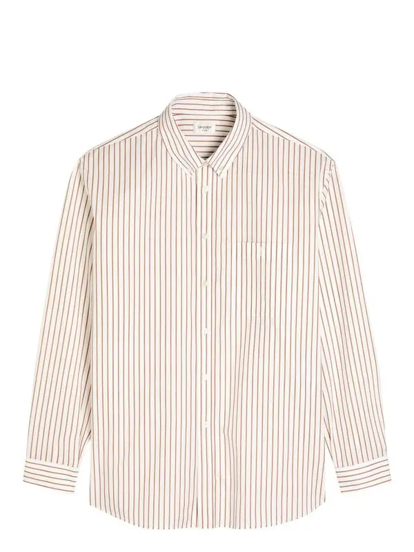 Saint Laurent Striped Cotton-poplin Shirt - Off White