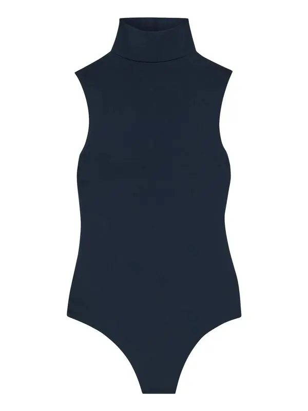 THE PARK Joyce Stretch-tencel™ Lyocell Turtleneck Thong Bodysuit - Blue