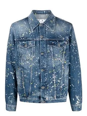 Off-White Paint Splatter Skate Fit Jacket - Blue