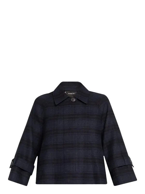 Akris Alisa Check Wool Double Face Jacket - Blublk