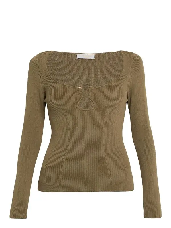 Ramy Brook Lylia Ribbed U-ring Top - Olive Green