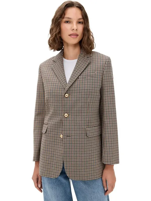 FRAME Houndstooth Blazer - Navy Multi
