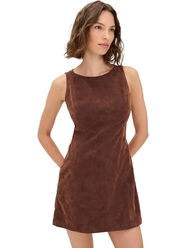 Free People Atlas Faux Suede Mini Dress - Chicory Coffee