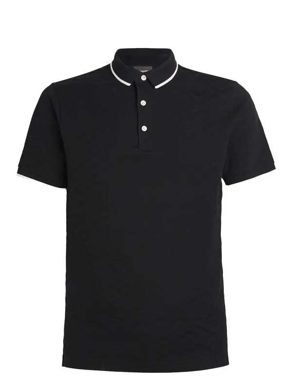 Emporio Armani Cotton Eagle Motif Polo Shirt - Black