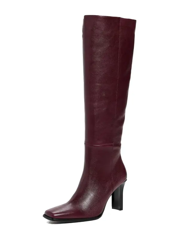 Staud Hendrix Leather Boots - Syrah