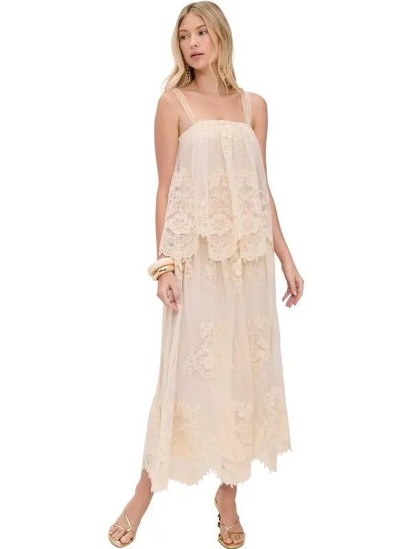 Zimmermann Hypnotic Lace Midi Dress - Cream