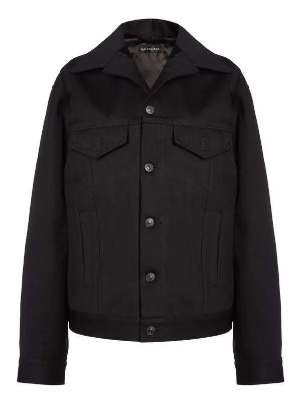 Balenciaga Standing Waxed Denim Jacket - Black