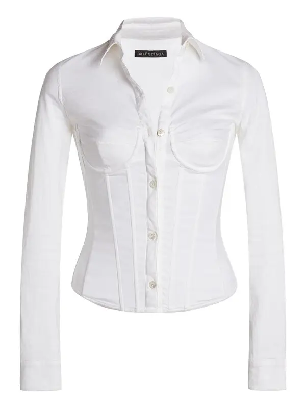 Balenciaga Ruched Stretch-poplin Shirt - White