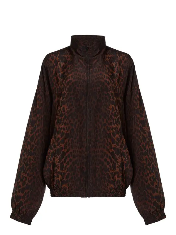 Balenciaga Silk Crepe Tracksuit Blouse - Brown