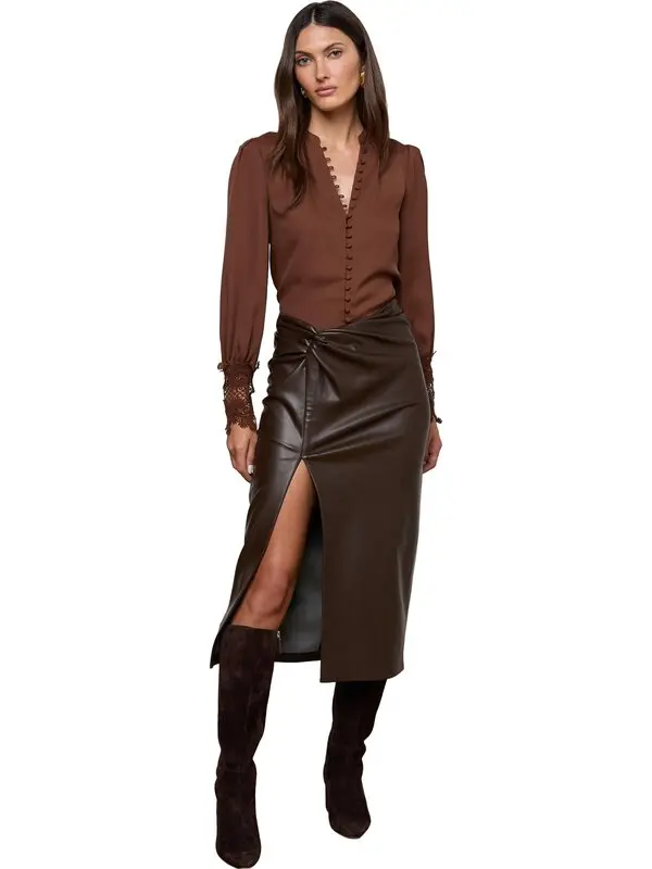 L'Agence Lilou Vegan Leather Skirt - Coffee Bean