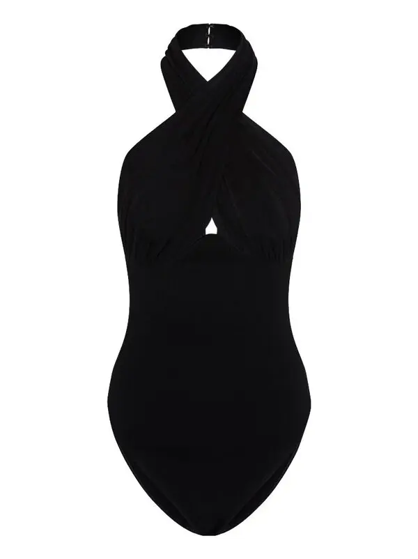 Paris Georgia Draped Knitted Bodysuit - Black