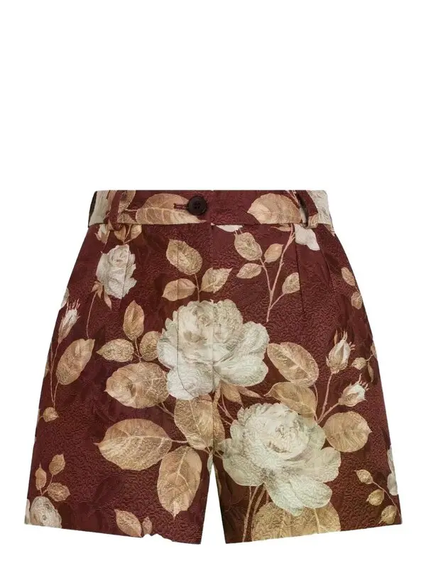 Dolce & Gabbana Rose-print Brocade Shorts - Red