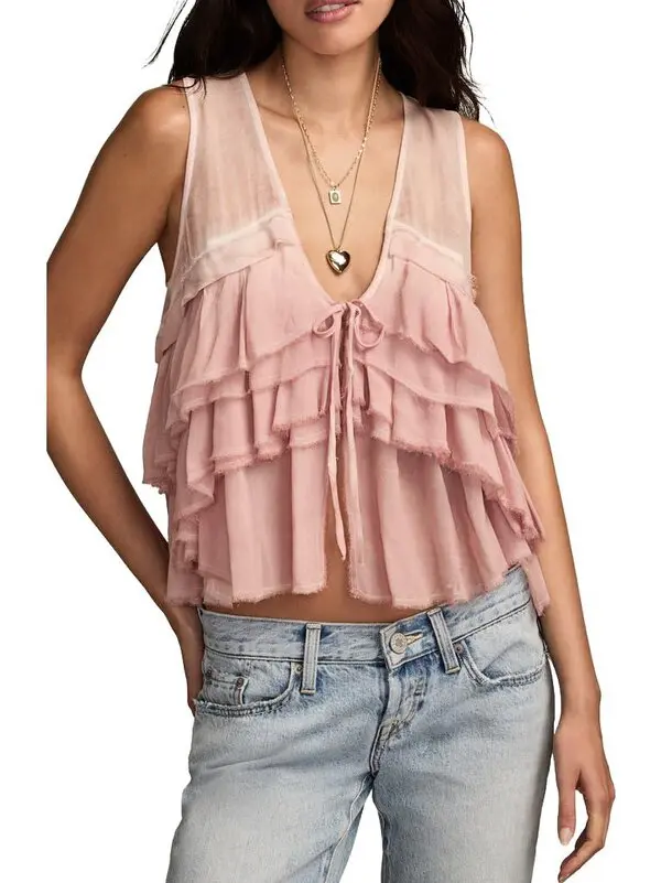 Lucky Brand Flyaway Ruffle Tank Top - Hushed Violet