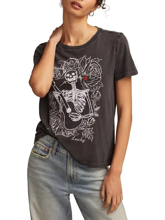 Lucky Brand Guitar Skull Graphic T-shirt - Caviar