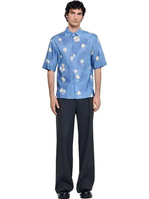 Sandro Abstract Floral Shirt - Blue Office
