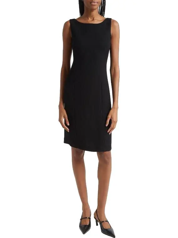Emporio Armani Techno Sleeveless Waffle Knit Dress - Solid Black