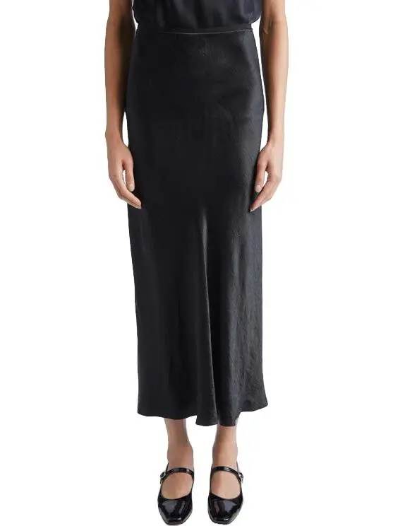 MAISON MARGIELA Crinkle Finish Satin Midi Skirt - Black