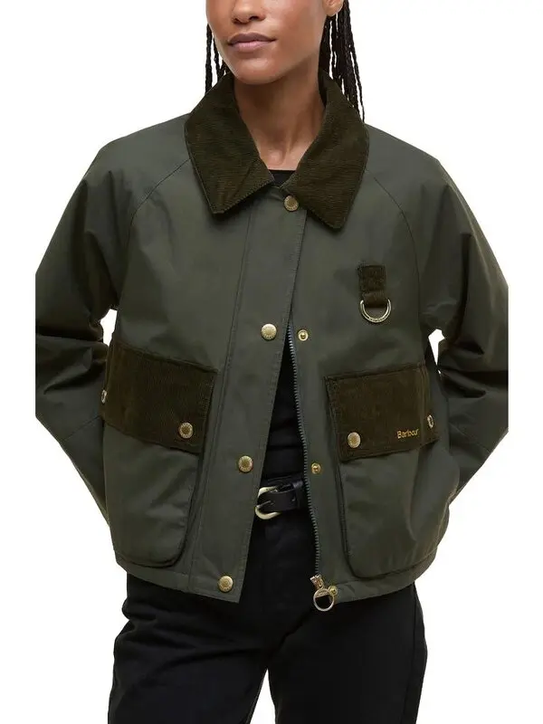 Barbour Phoebe Cropped Jacket - Olive Brown