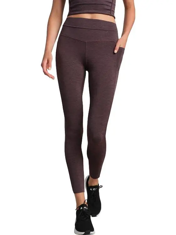 RHONE Heather Revive Pocket 7/8 Leggings - Deep Mauve Heather