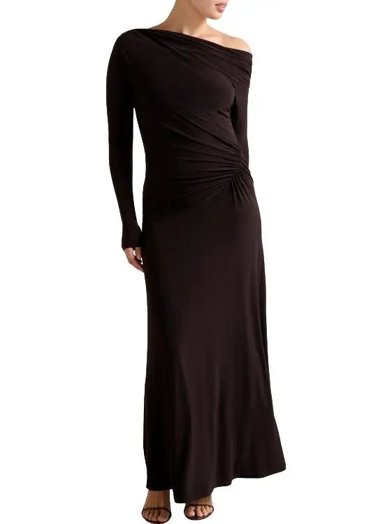 EVER NEW Dixie One-shoulder Ruched Maxi Dress - Dark Plum